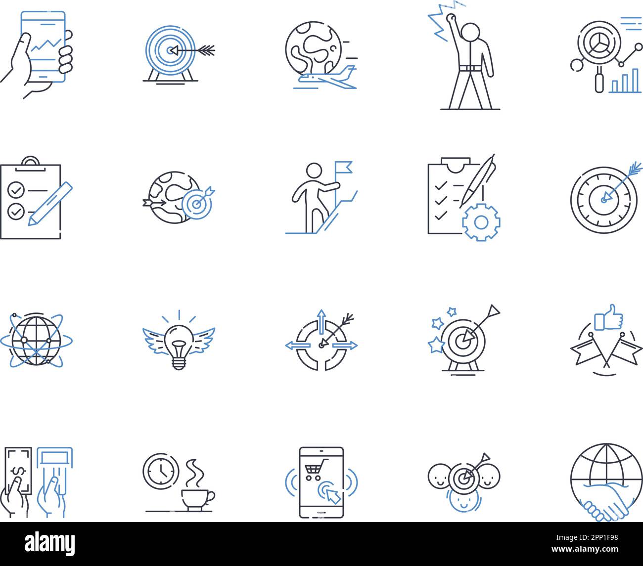 Corporation achievement line icons collection. Success, Growth ...