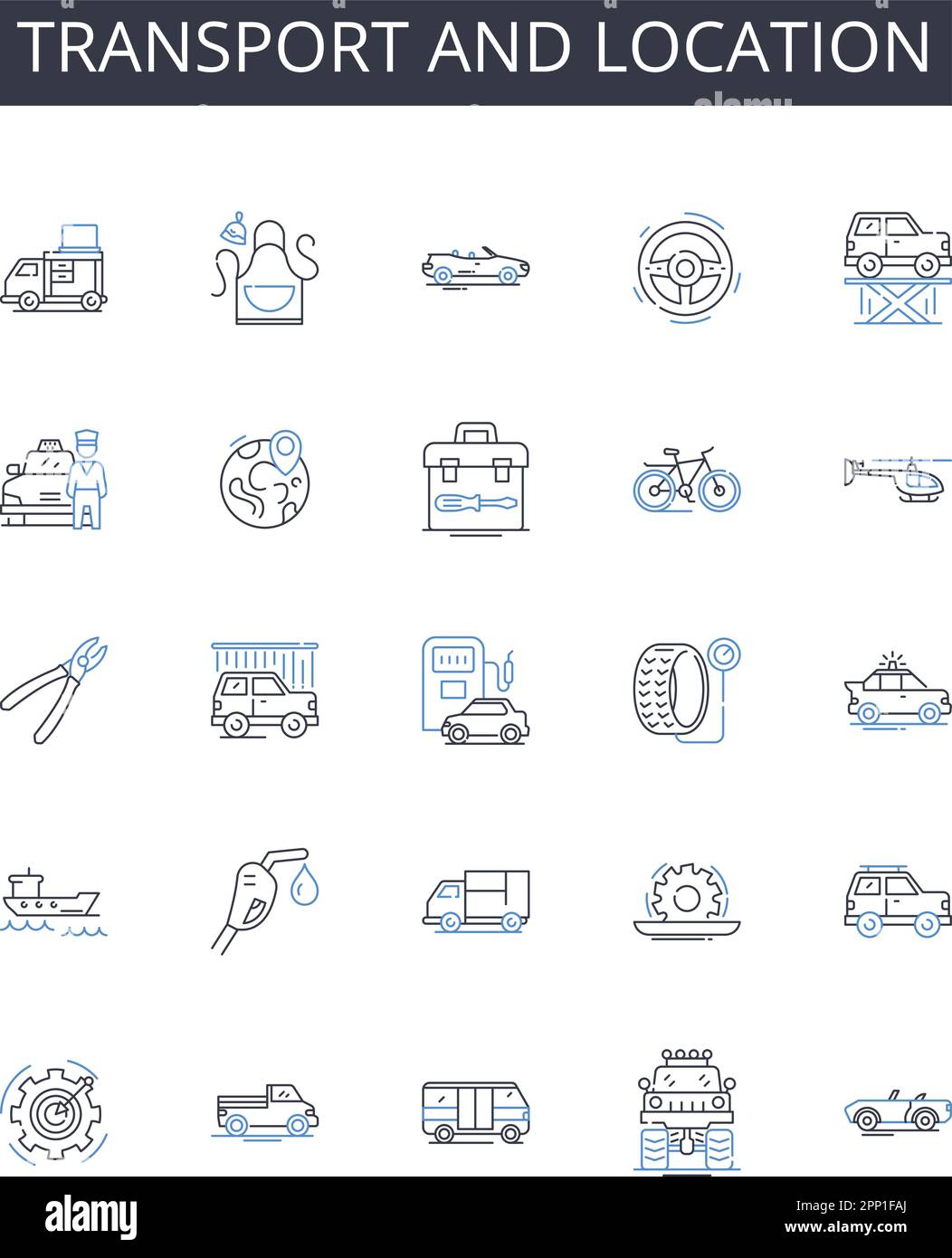 Transport and location line icons collection. Punctual, Hardworking ...