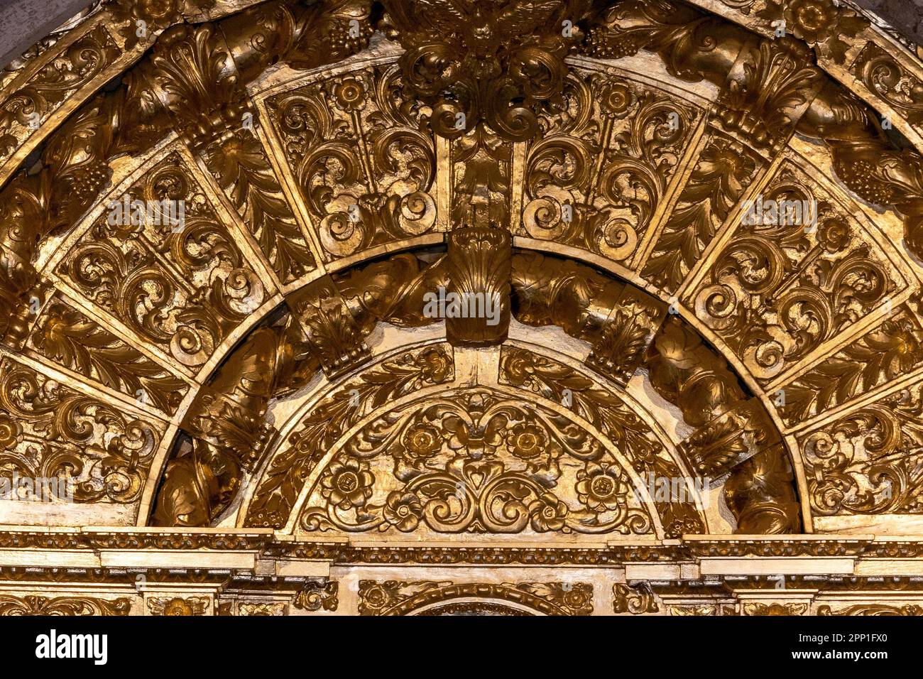 Golden church altar details of Church of Luz, Lagos, Portugal Stock ...