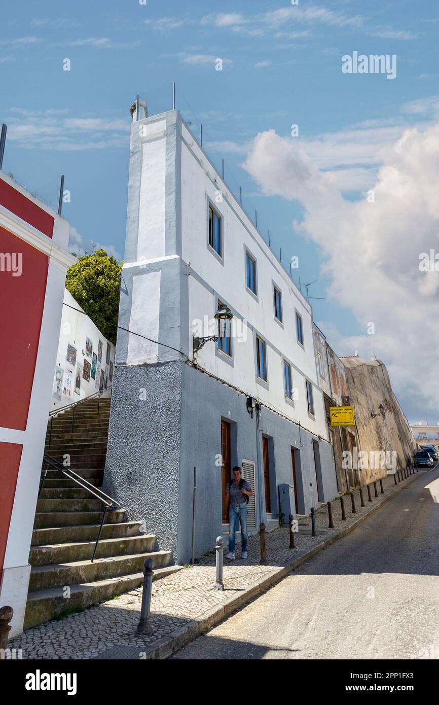 LAGOS, PORTUGAL, 16th APRIL 2023: Very narrow building with stairs ...