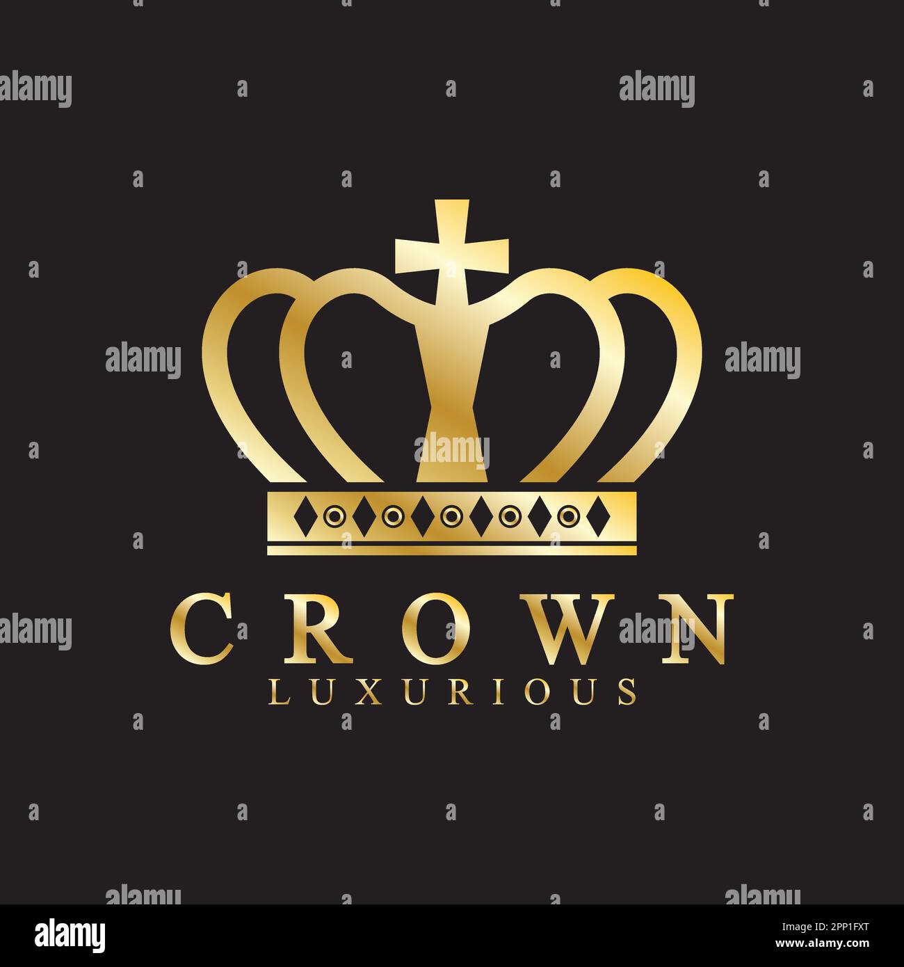 Gold crown icons. Queen king golden crowns luxury Logo Design Vector on ...