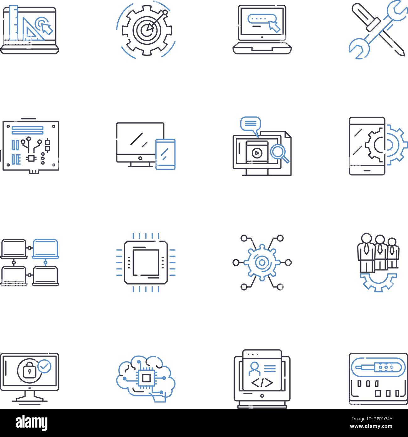 Machine Language Line Icons Collection Algorithm Binary Code Compiler Cpu Debugging