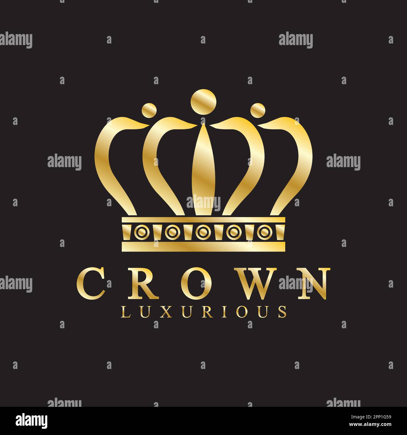 Gold crown icons. Queen king golden crowns luxury Logo Design Vector on ...