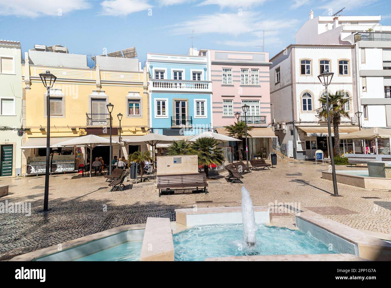 View of the beautiful downtown area of the city of Lagos, Algarve ...
