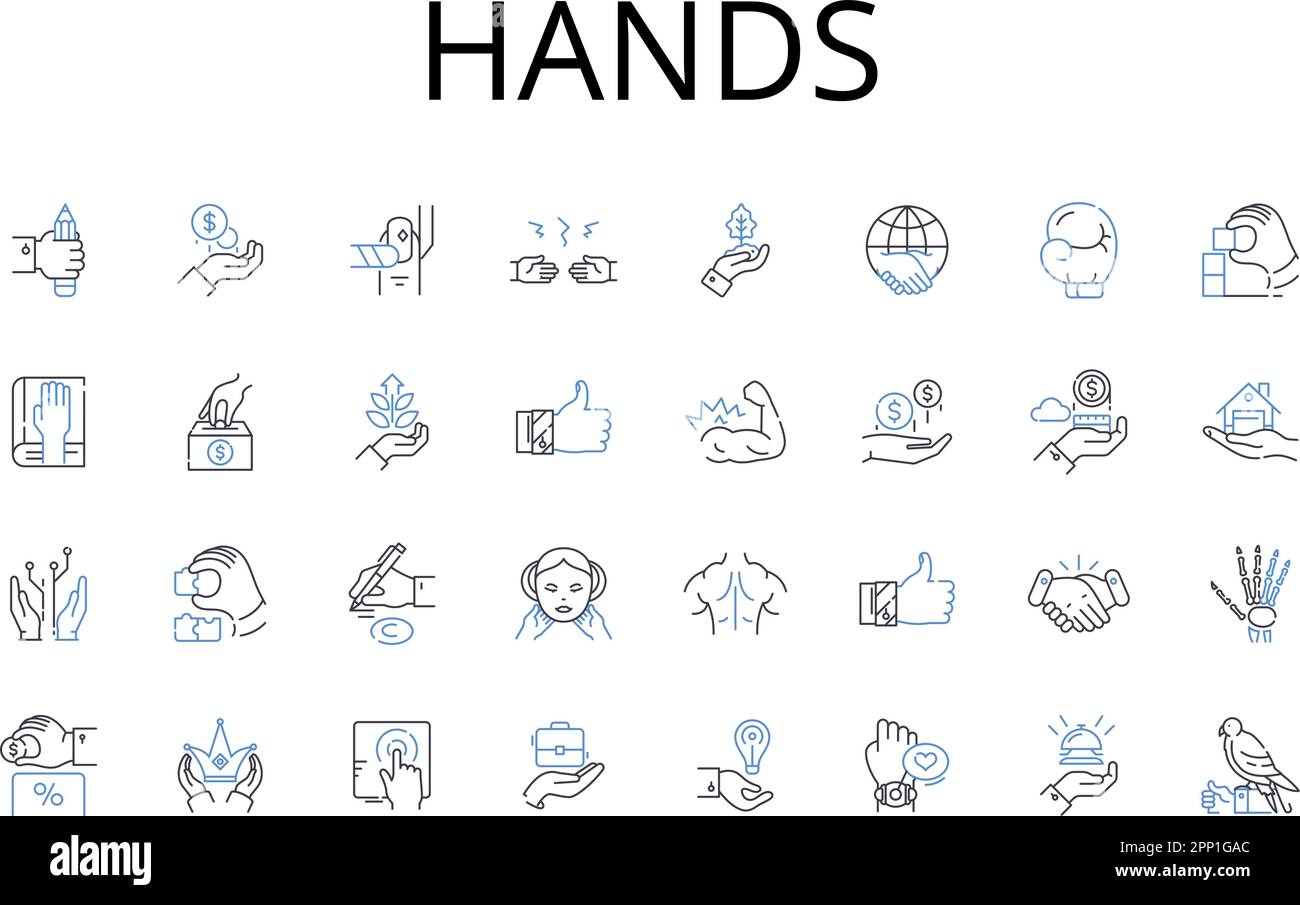 Hands line icons collection. Fingers, Palms, Mitts, Paws, Claws, Grasps ...