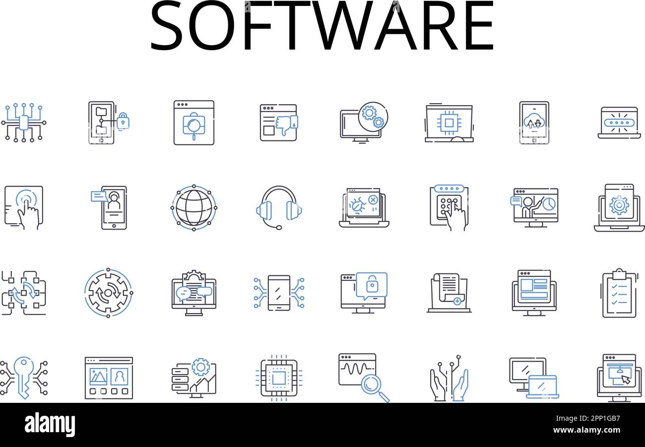 Software Line Icons Collection Hardware Technology Program Application Codebase Platform