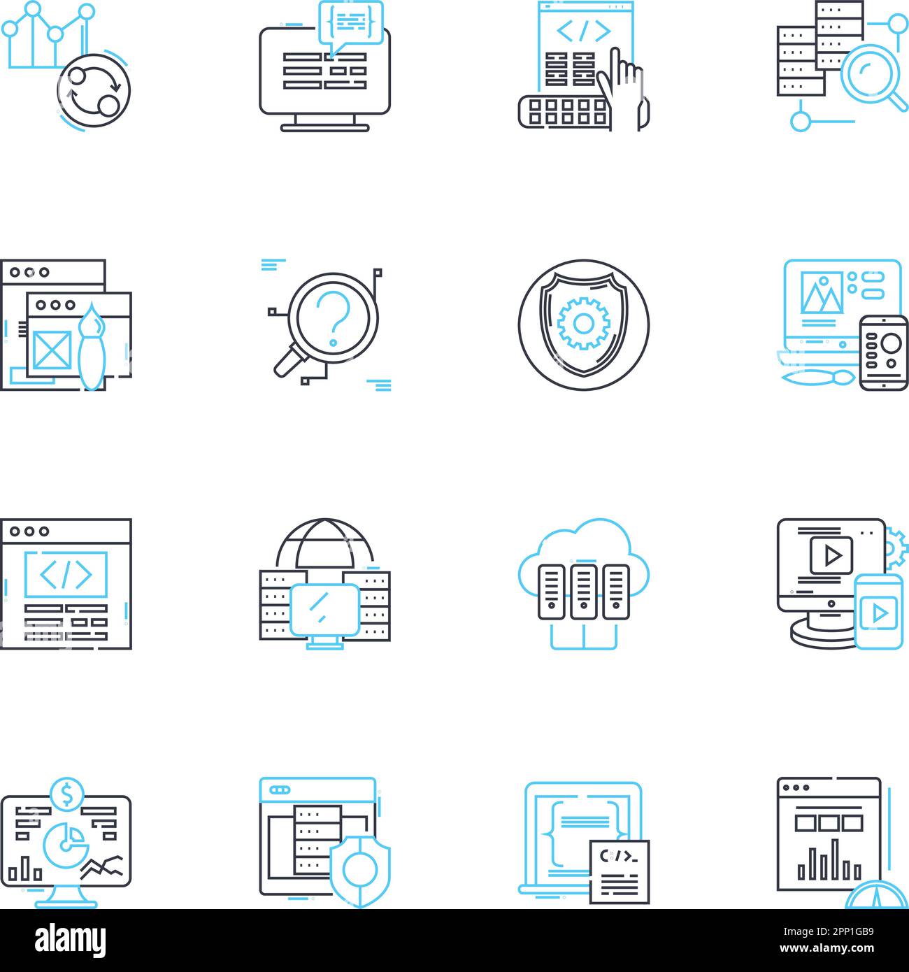 Mobile computing linear icons set. Portability, Connectivity, Mobility ...