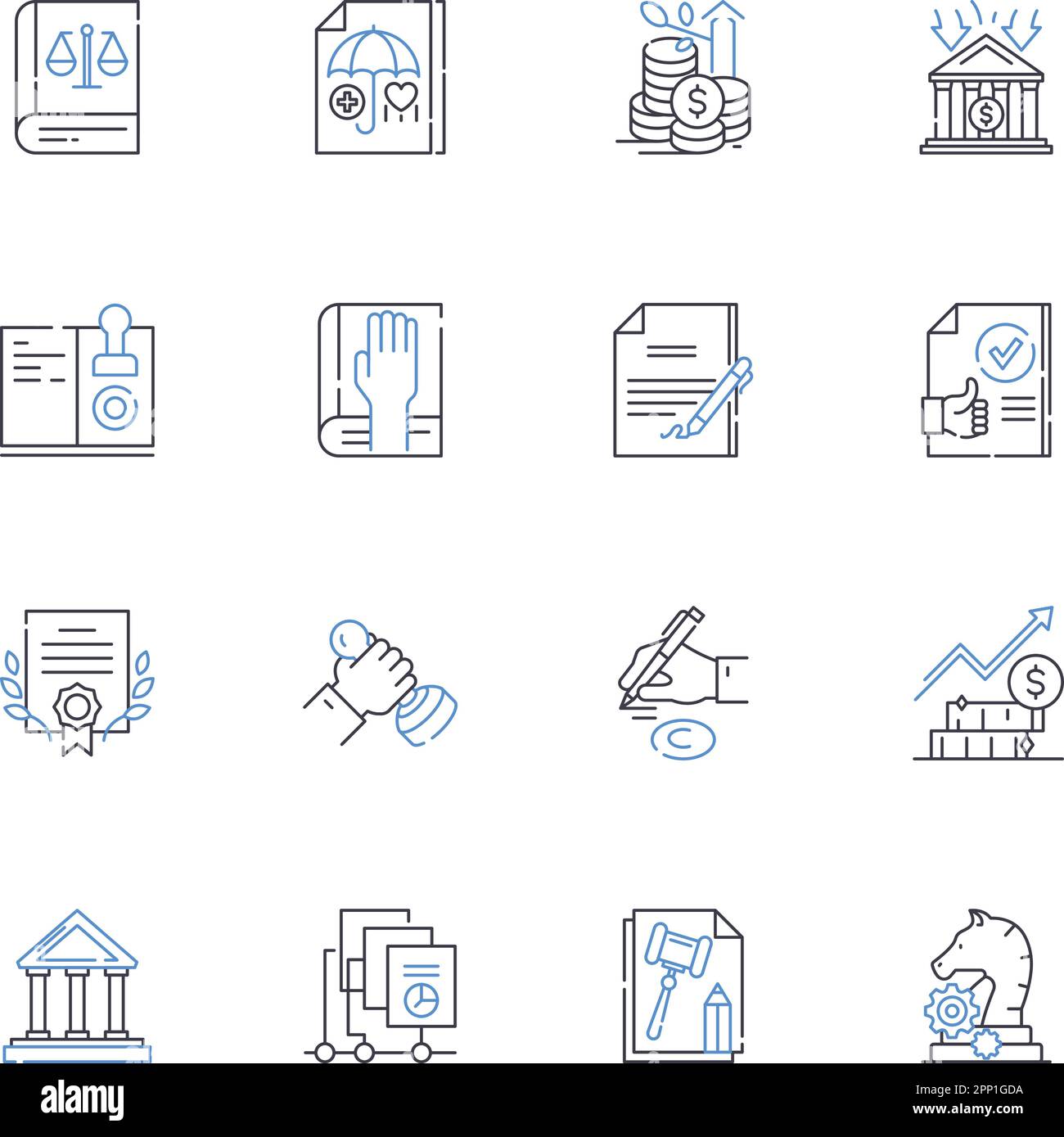 Mediation line icons collection. Resolution, Cooperation, Understanding ...