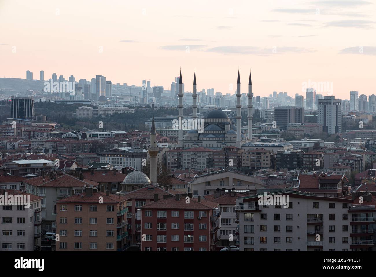 Panorama view of the downtown area of the city of Ankara, Turkey with ...