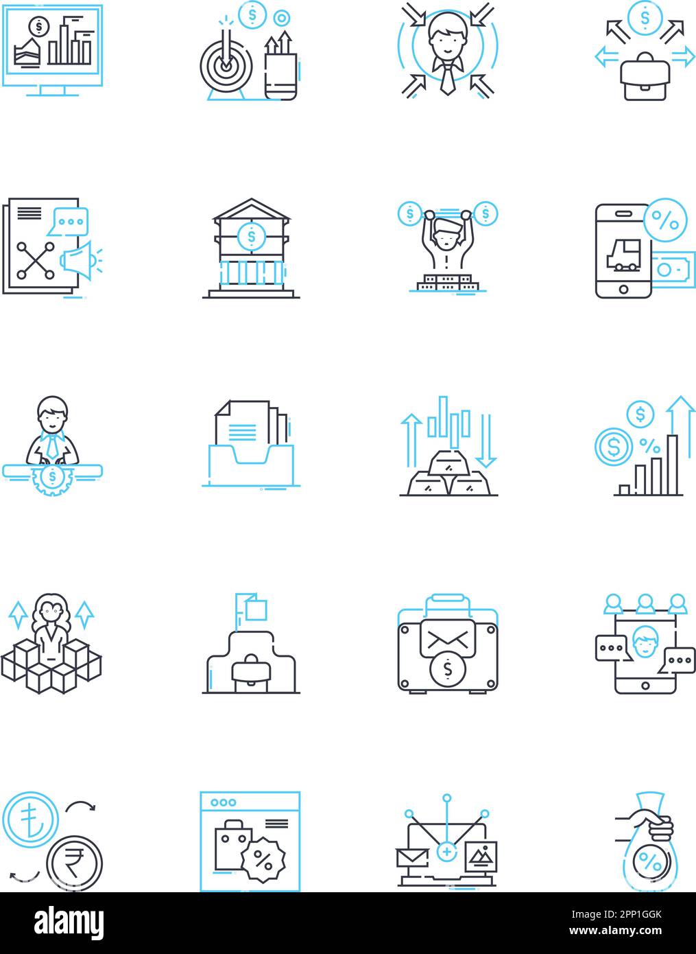 Investment intelligence and learning linear icons set. strategy ...