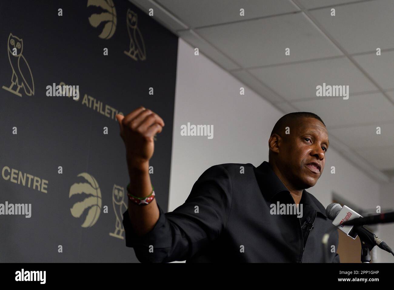 Toronto, Canada. 21st Apr, 2023. Toronto Raptors president Masai Ujuri ...