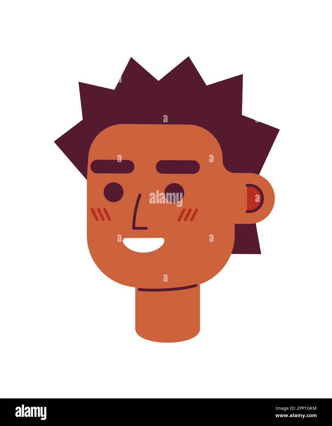 Smiling young man with spiky haircut semi flat vector character head ...