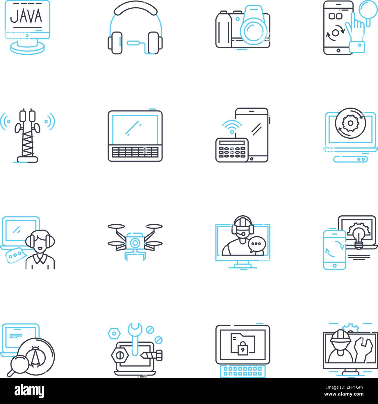 Cyber Security Linear Icons Set Encryption Malware Firewall Hackers Phishing