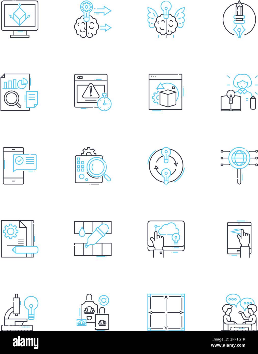 Graphic development linear icons set. Vector, Typography, Layout, Logo ...