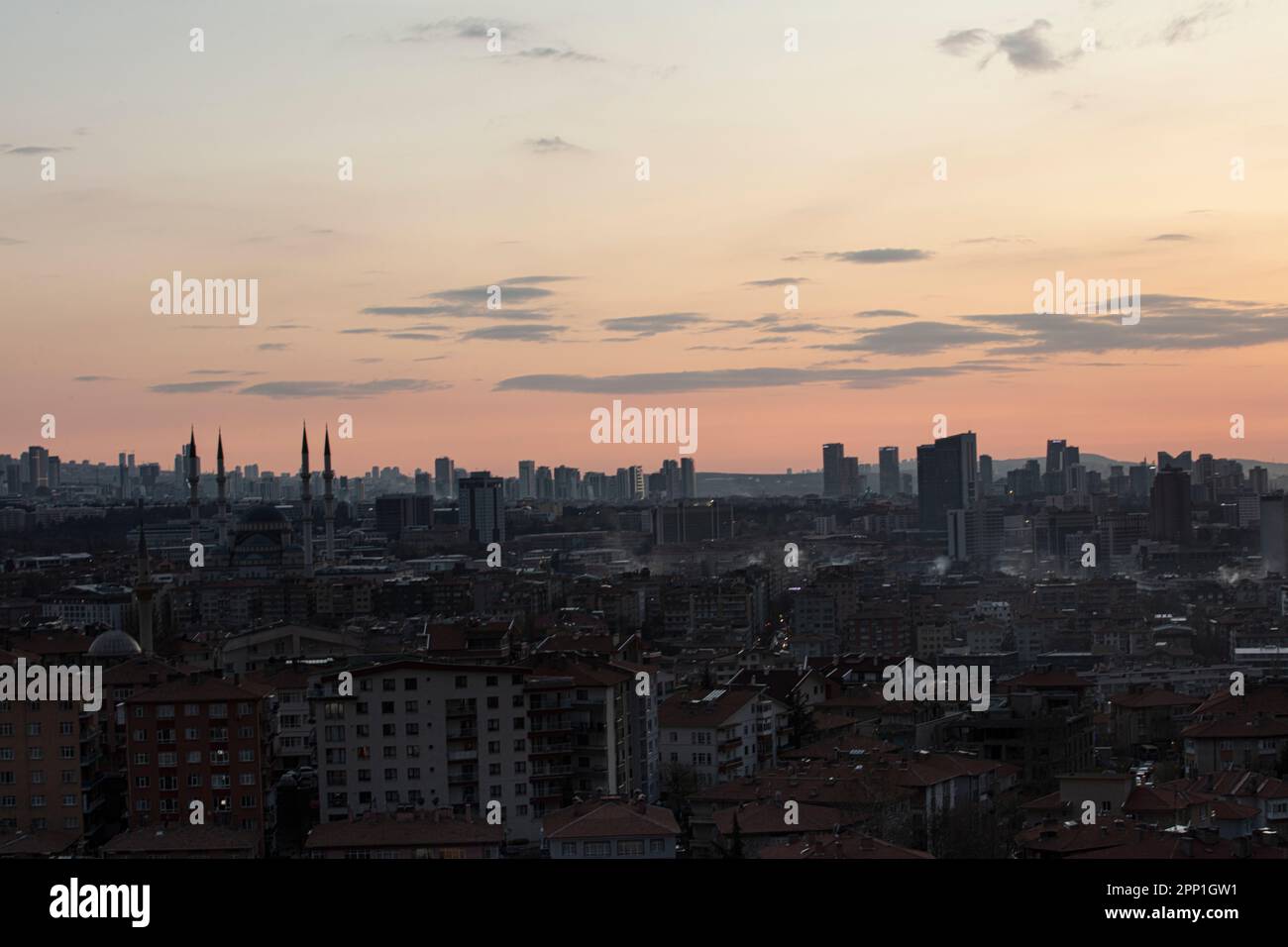 Panorama view of the downtown area of the city of Ankara, Turkey with ...