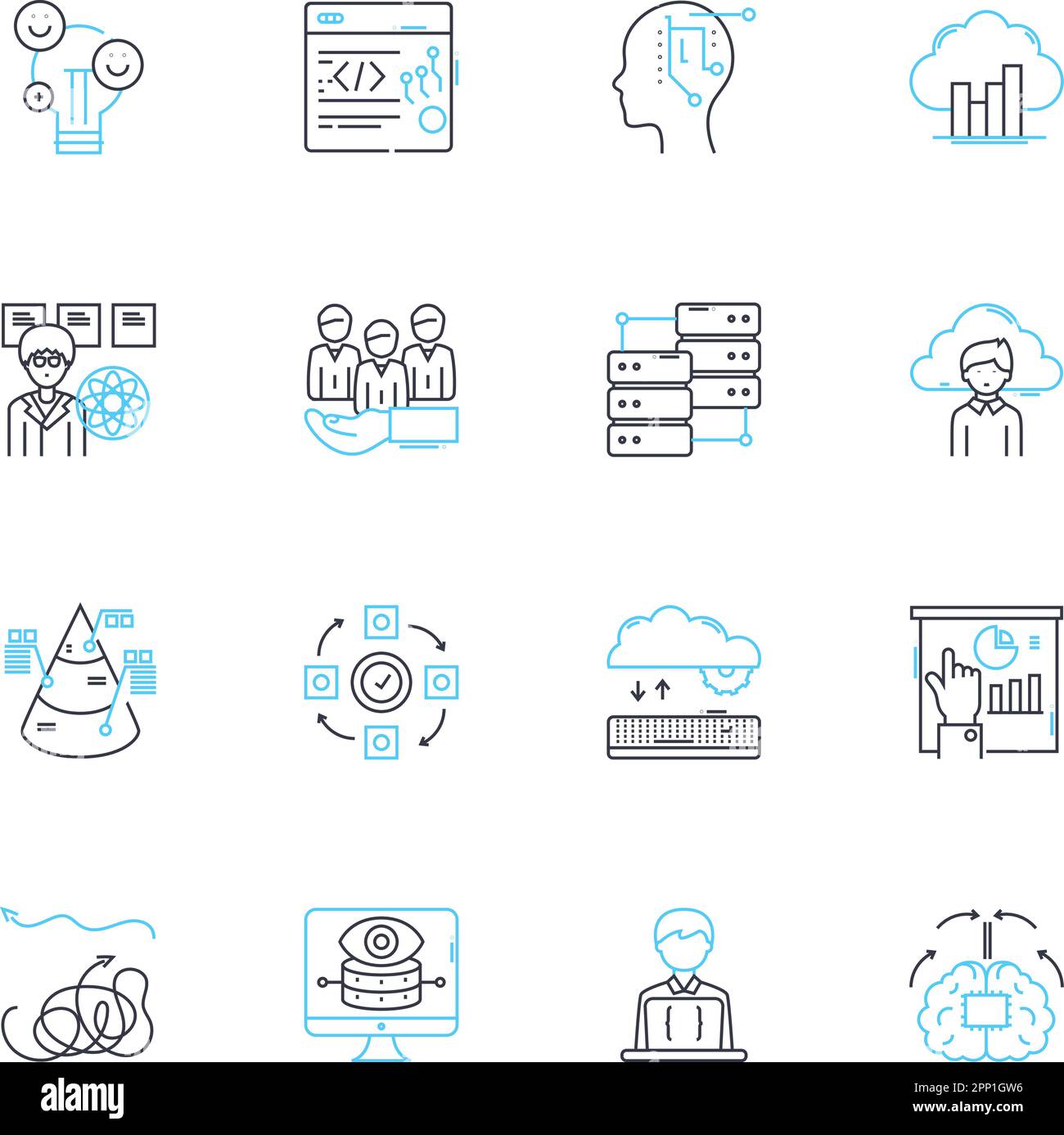 Marketing research linear icons set. Survey, Analytics, Branding, Attitude, Demographics ...