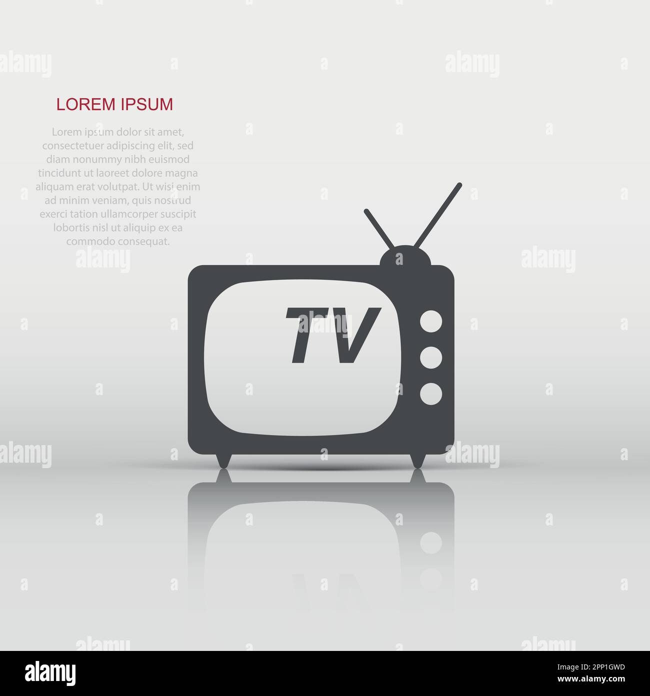 Vector Tv icon in flat style. Television sign illustration pictogram ...