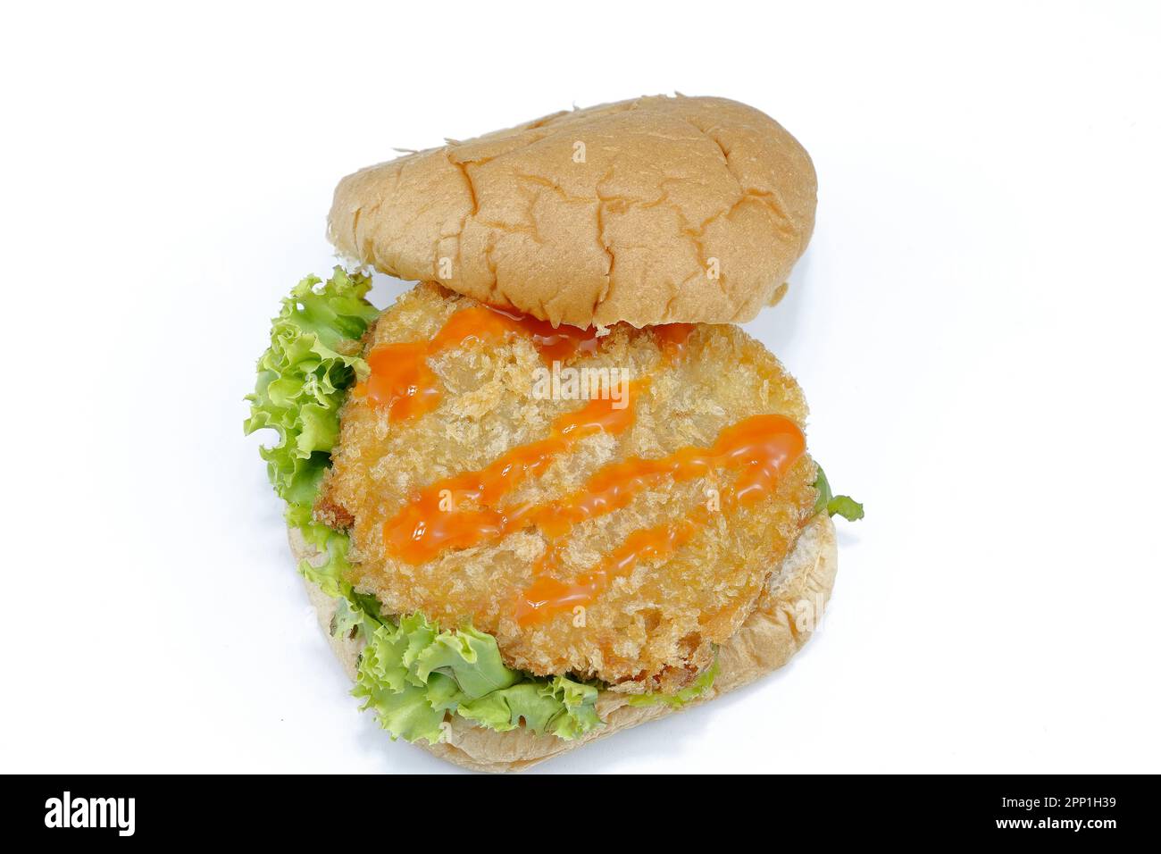 Cheap fried chicken hamburger photo set Quick street food to reduce ...