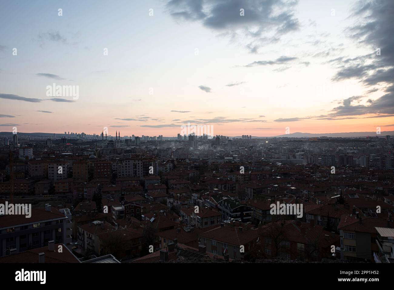 Panorama view of the downtown area of the city of Ankara, Turkey with ...