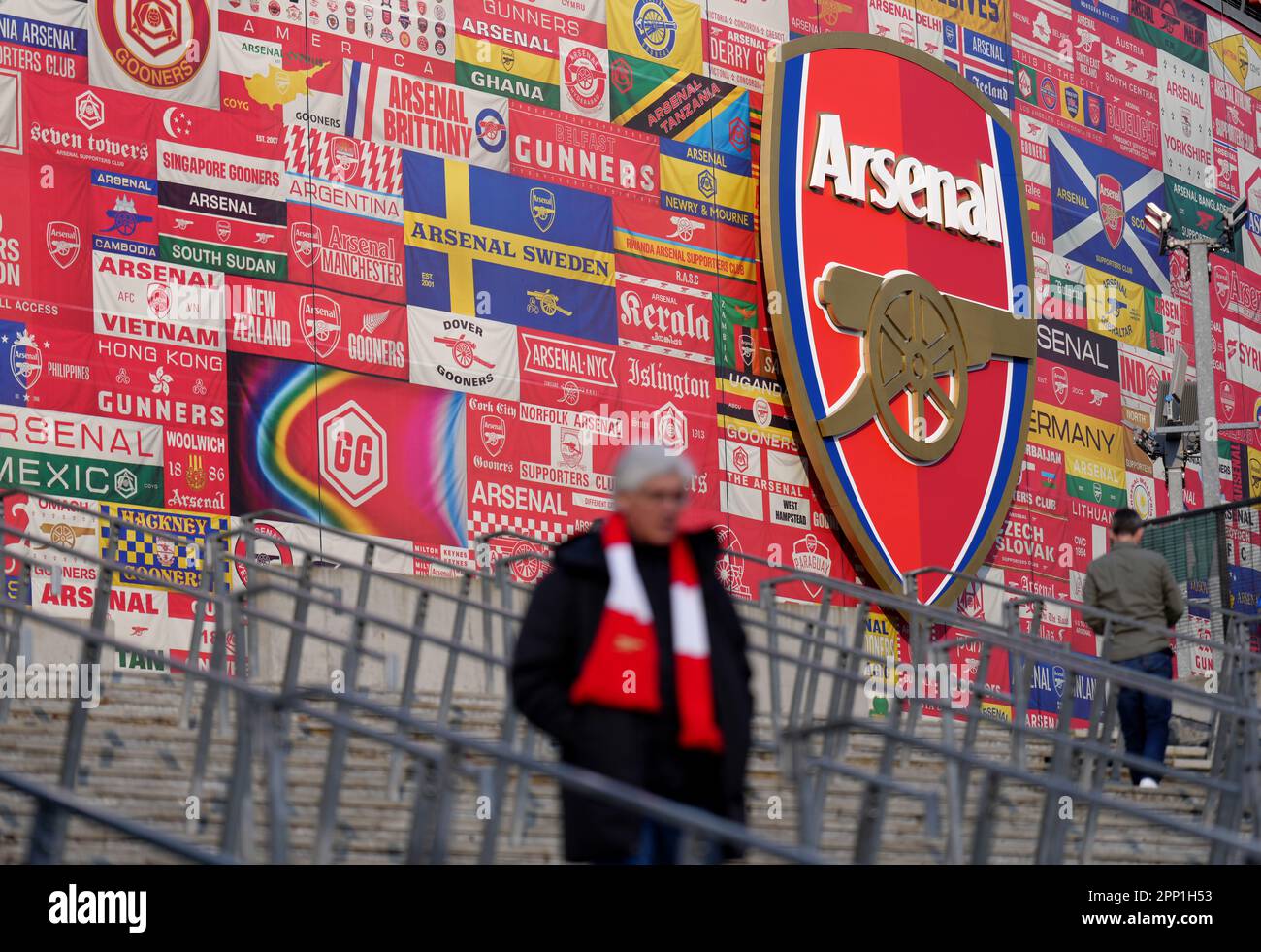 Fans outside the ground before the Premier League match at the Emirates ...