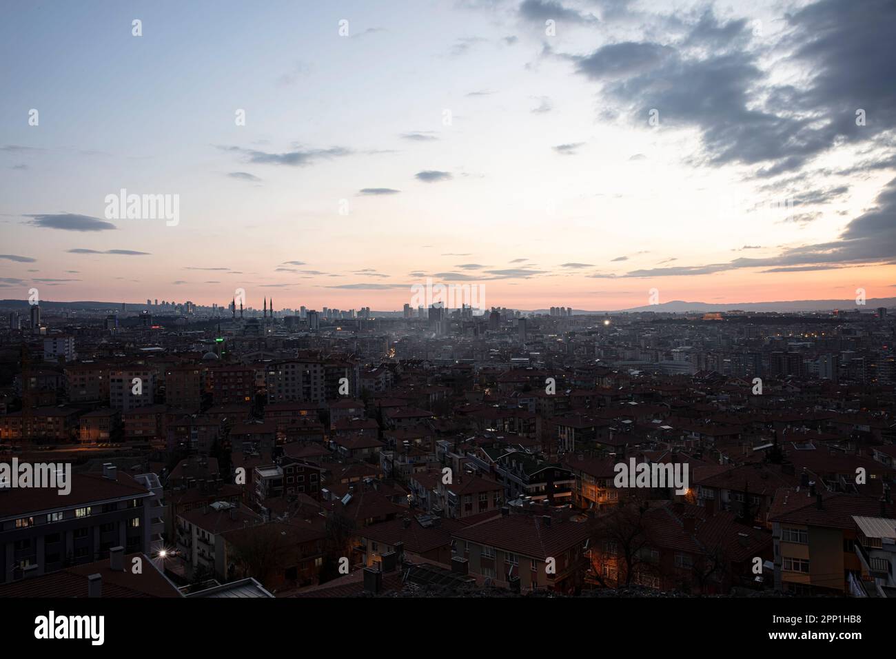 Panorama view of the downtown area of the city of Ankara, Turkey with ...