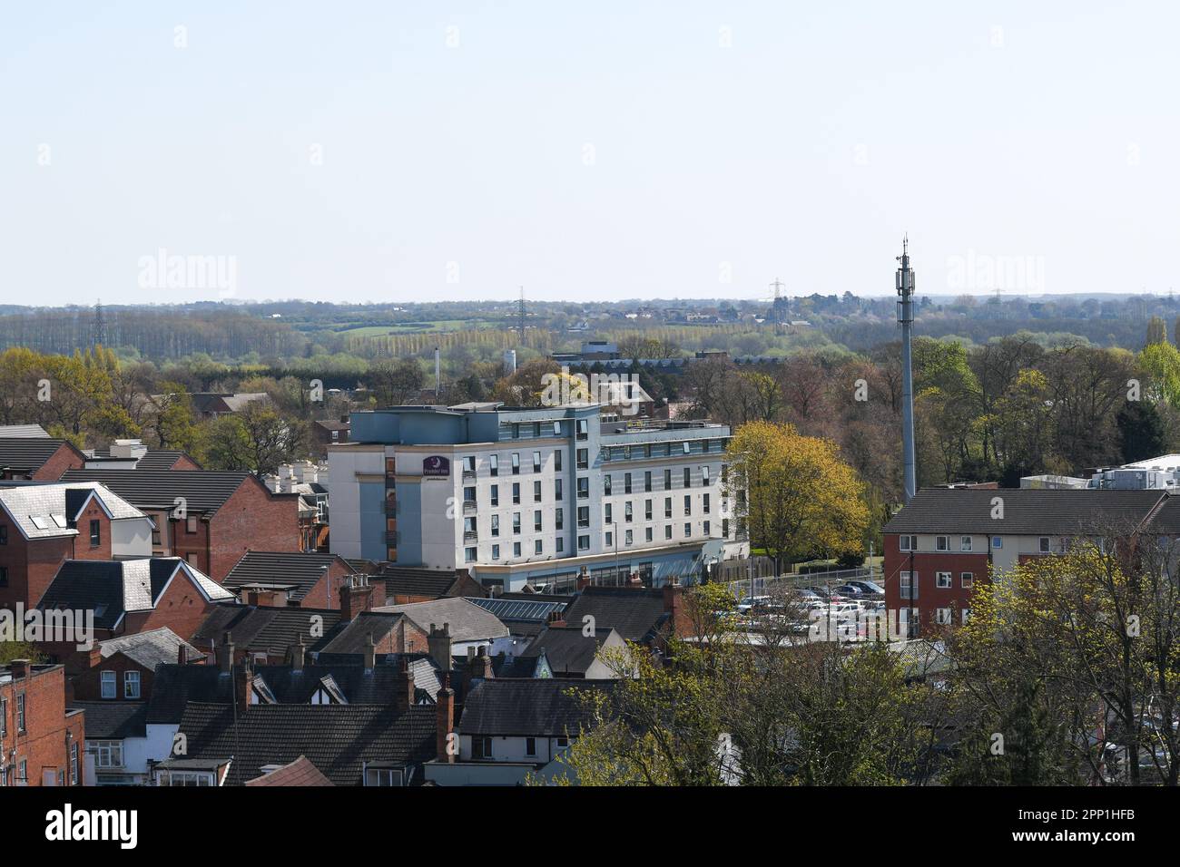 ariel view of loughborough town center leicestershire Stock Photo - Alamy
