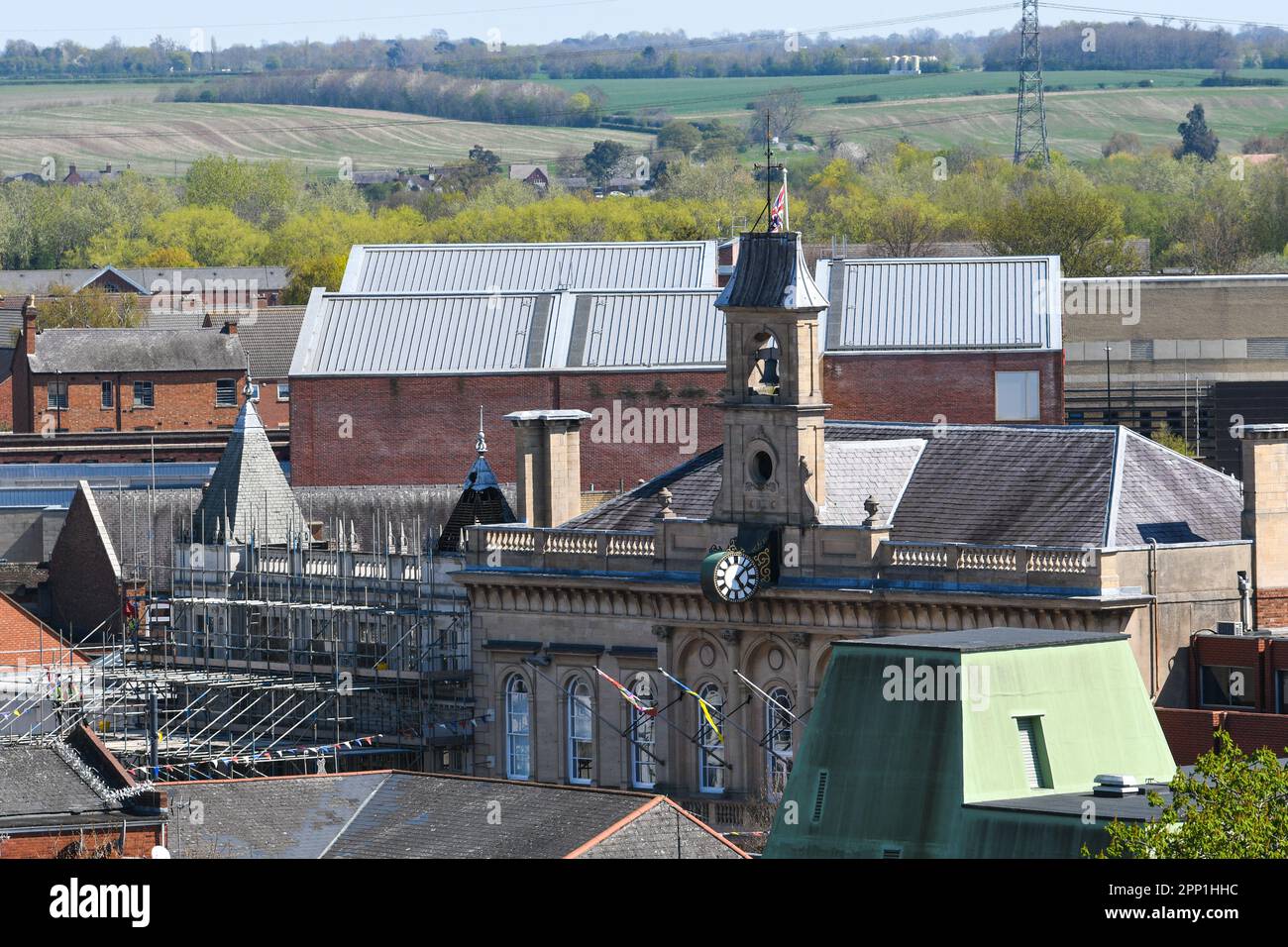 ariel view of loughborough town center leicestershire Stock Photo - Alamy
