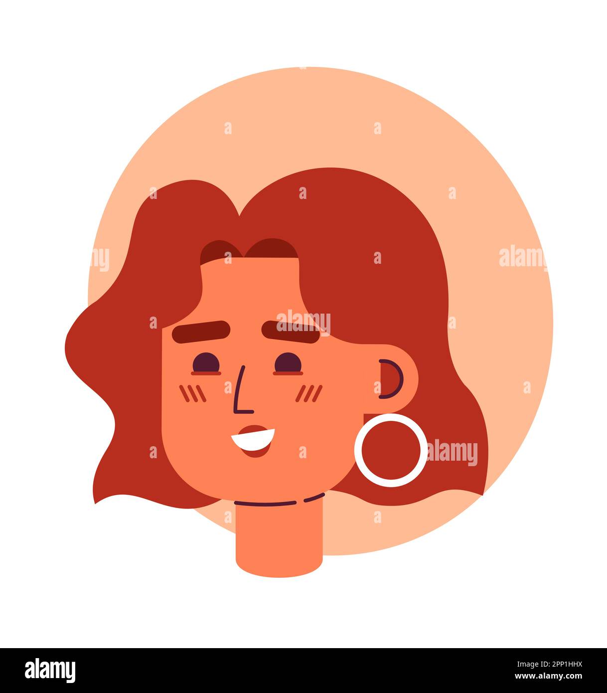 Elegant lady with earring, wide brim hat semi flat vector character ...