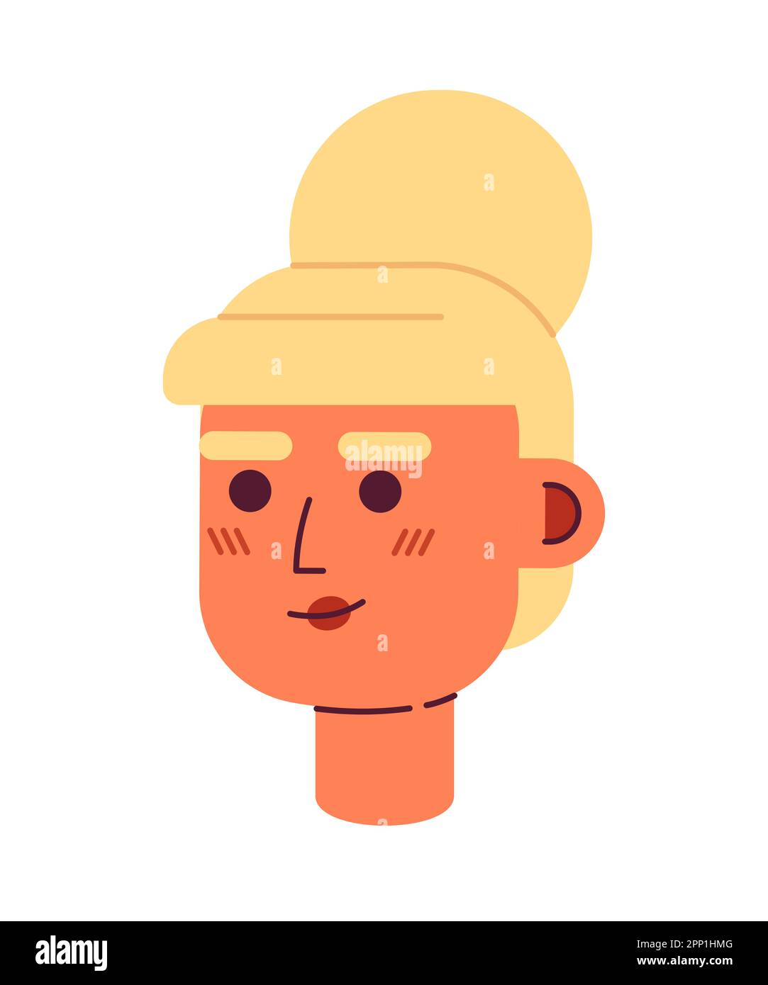 Blonde woman with big top knot semi flat vector character head Stock ...