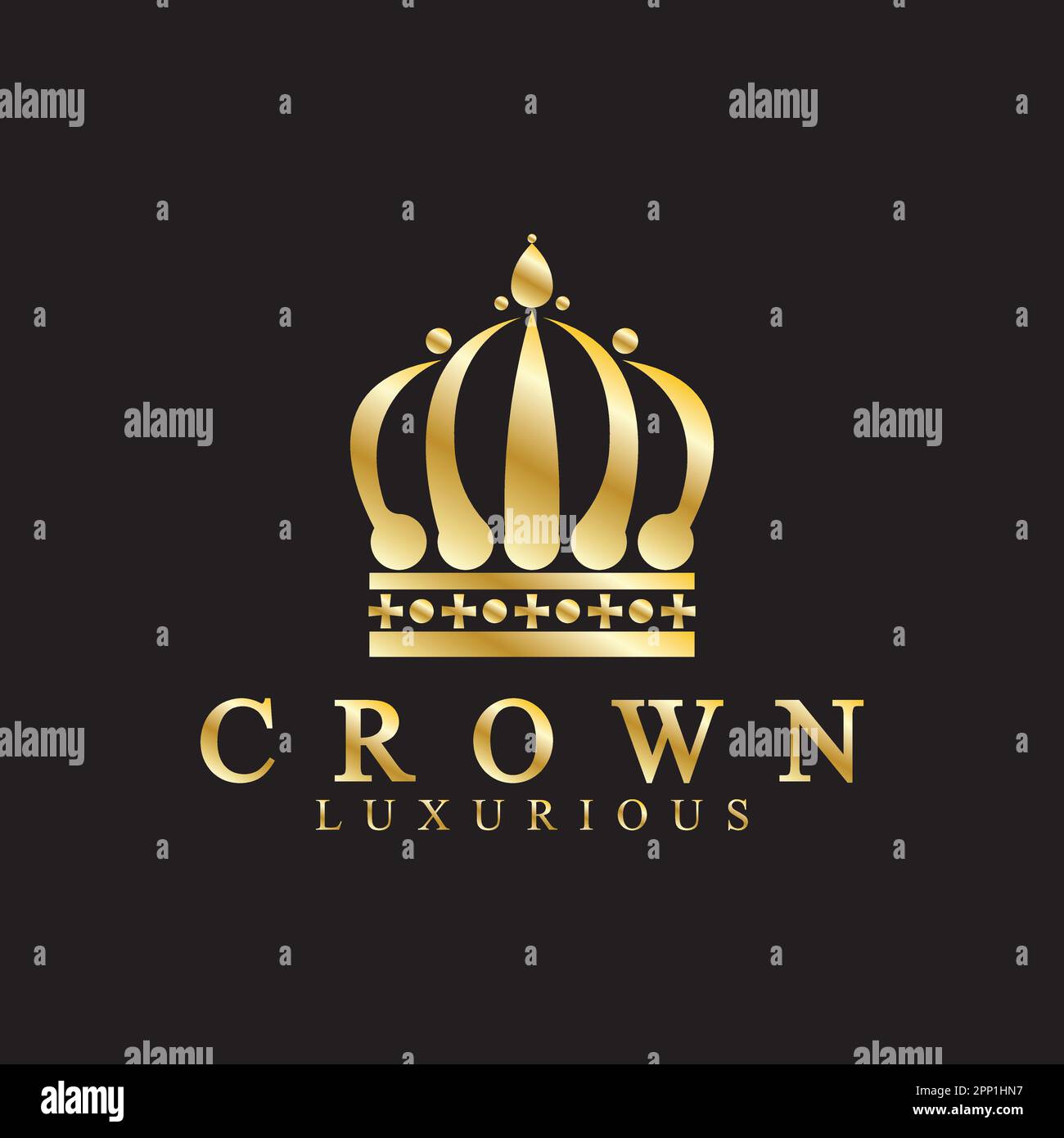 Gold crown icons. Queen king golden crowns luxury Logo Design Vector on ...