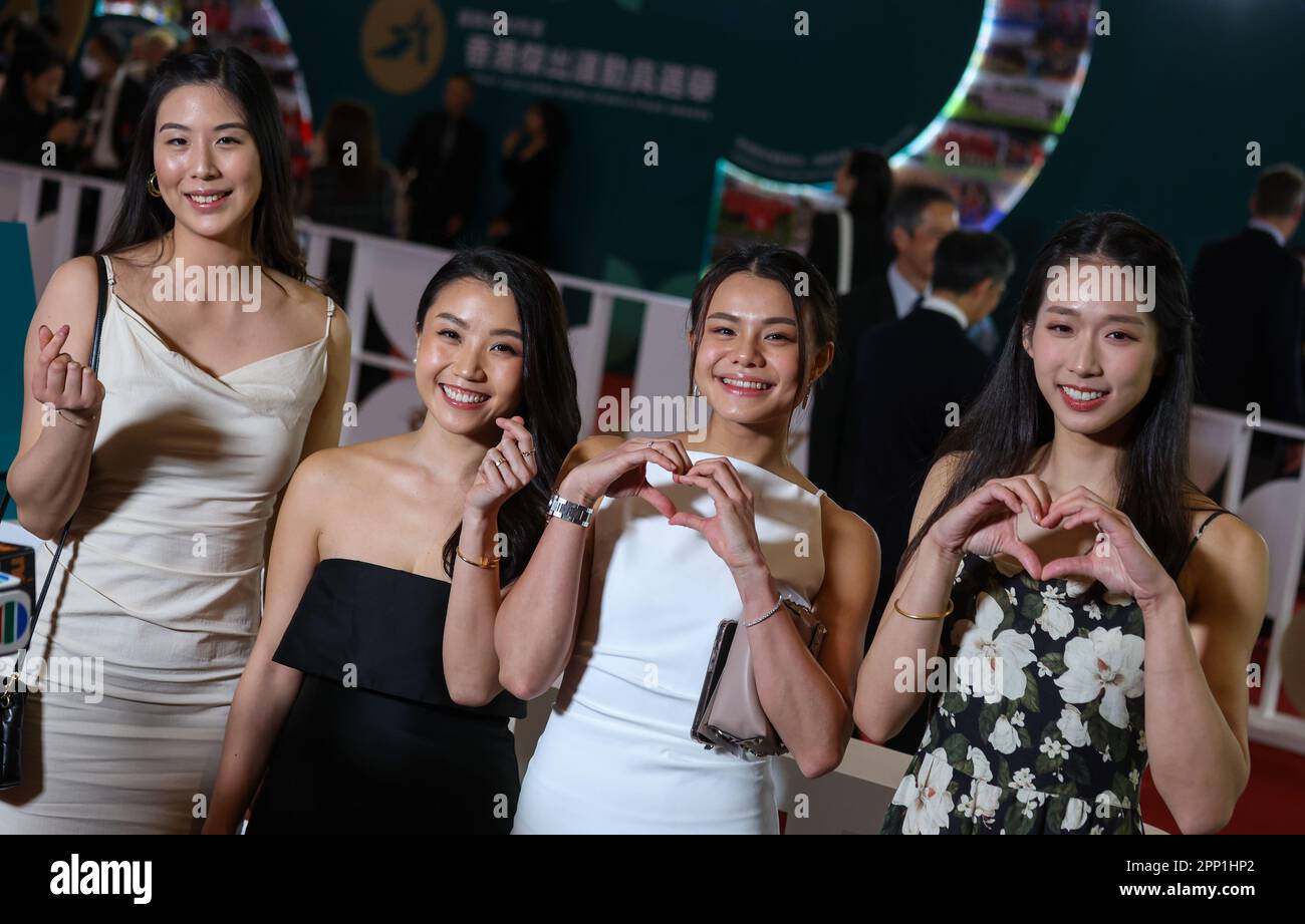 Hong Kong Women's Epee Team members (L-R), Chan Wai-ling; Chu Ka-mong, Coco Lin Yik-hei and ...
