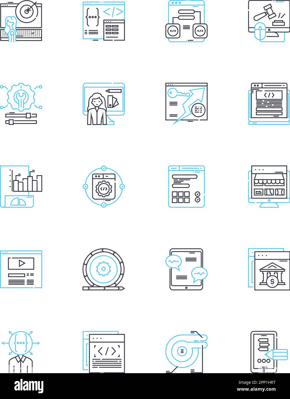 E Commerce Marketing Linear Icons Set Conversion Sales Traffic