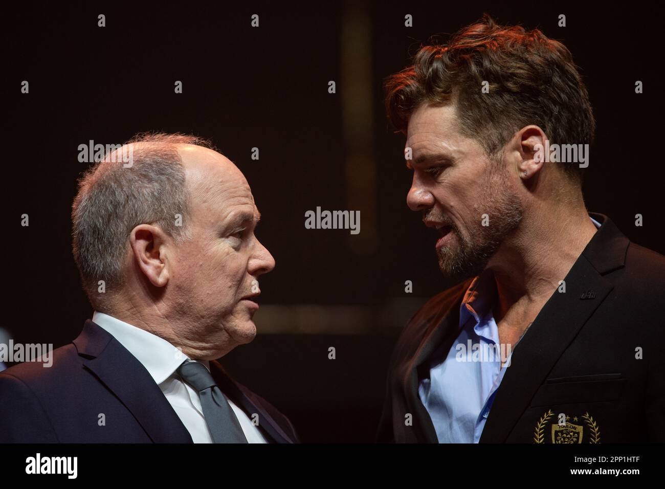 Toulon, France. 18th Apr, 2023. Prince Albert II de Monaco (L) and Joe ...