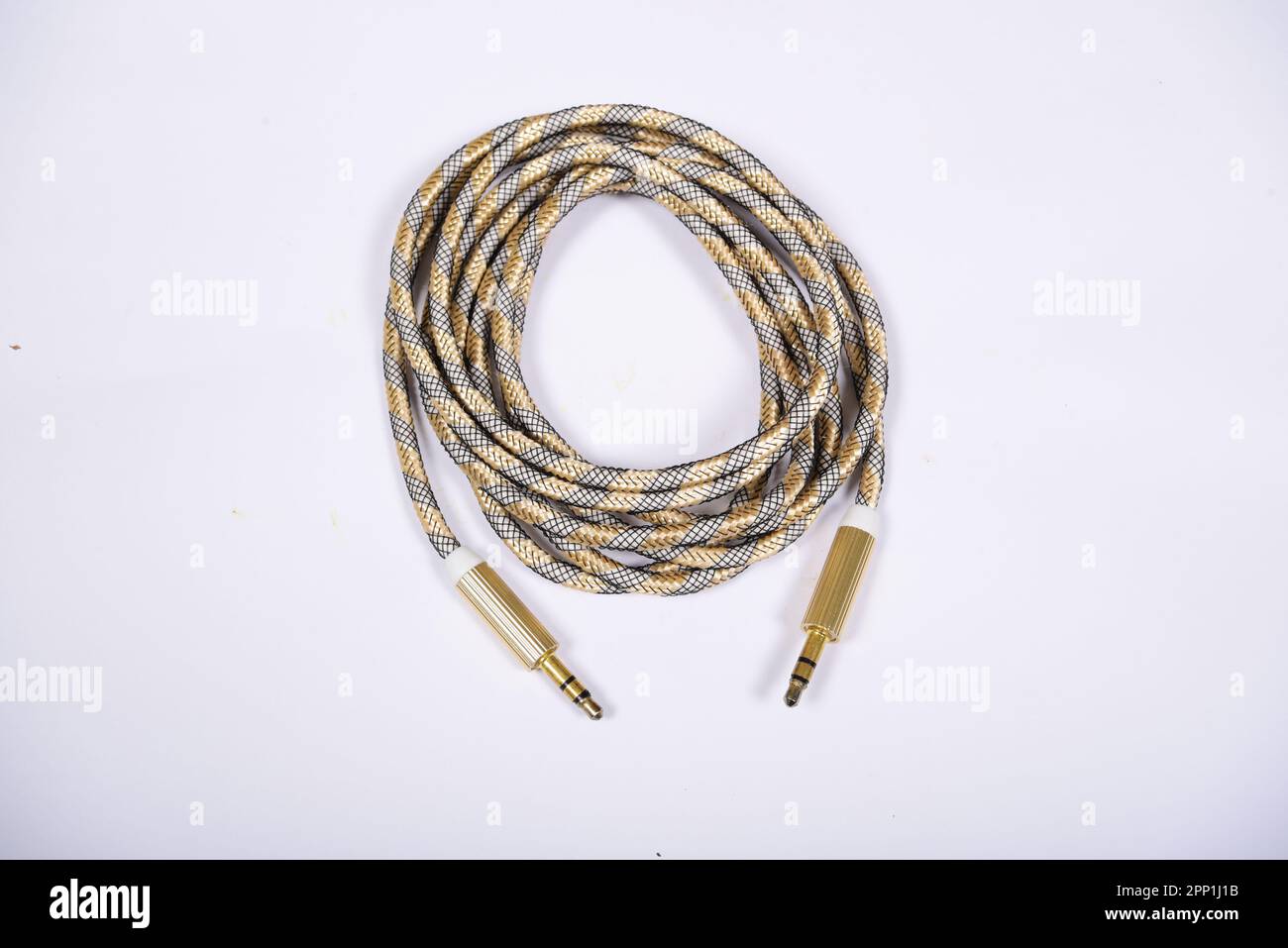 3.5mm auxiliary cable on an isolated background Stock Photo - Alamy