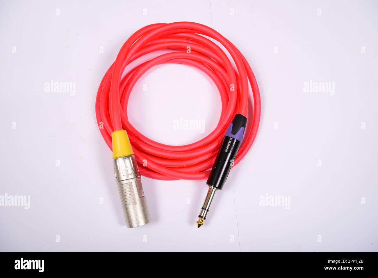 6.5mm to male XLR balanced audio cable on an isolated background Stock ...