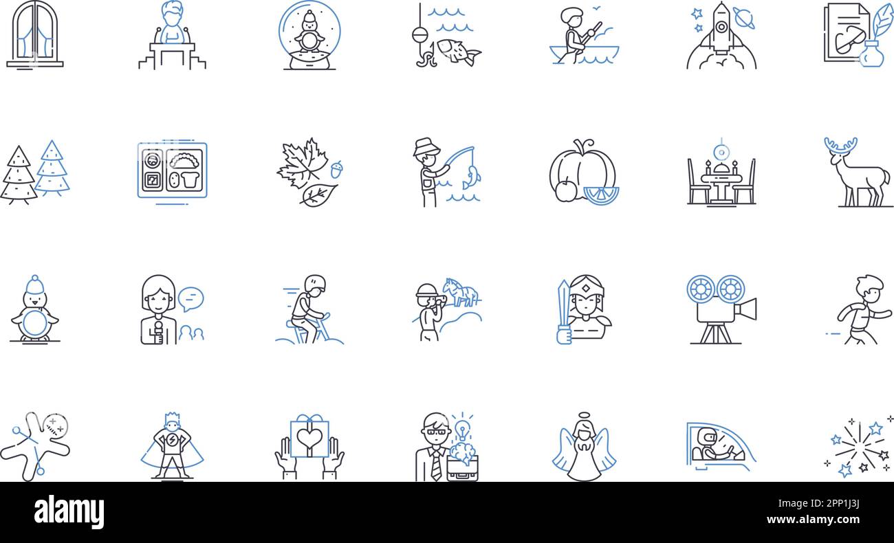 Mirthful festivities line icons collection. Laughter, Jollification ...