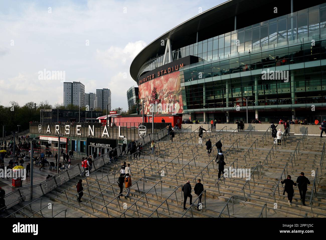 Fans outside the ground before the Premier League match at the Emirates ...