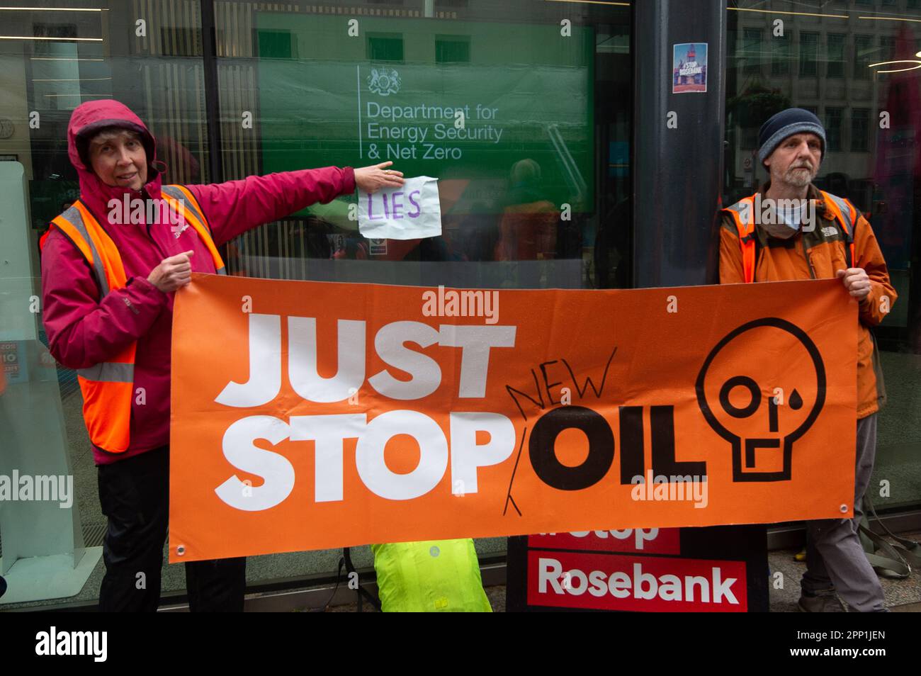 Westminster, London, UK. 21st April, 2023. Just Stop Oil activists ...