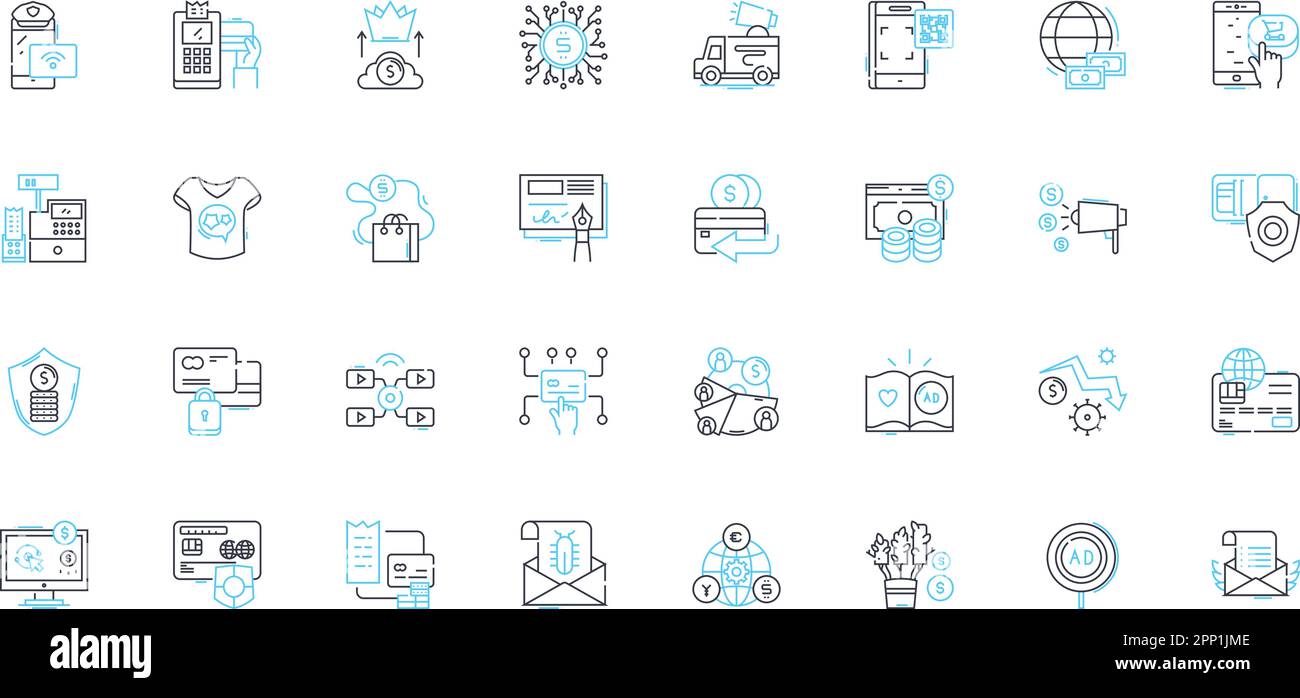 Go on a shopping spree linear icons set. Splurge, Indulge, Bargain ...