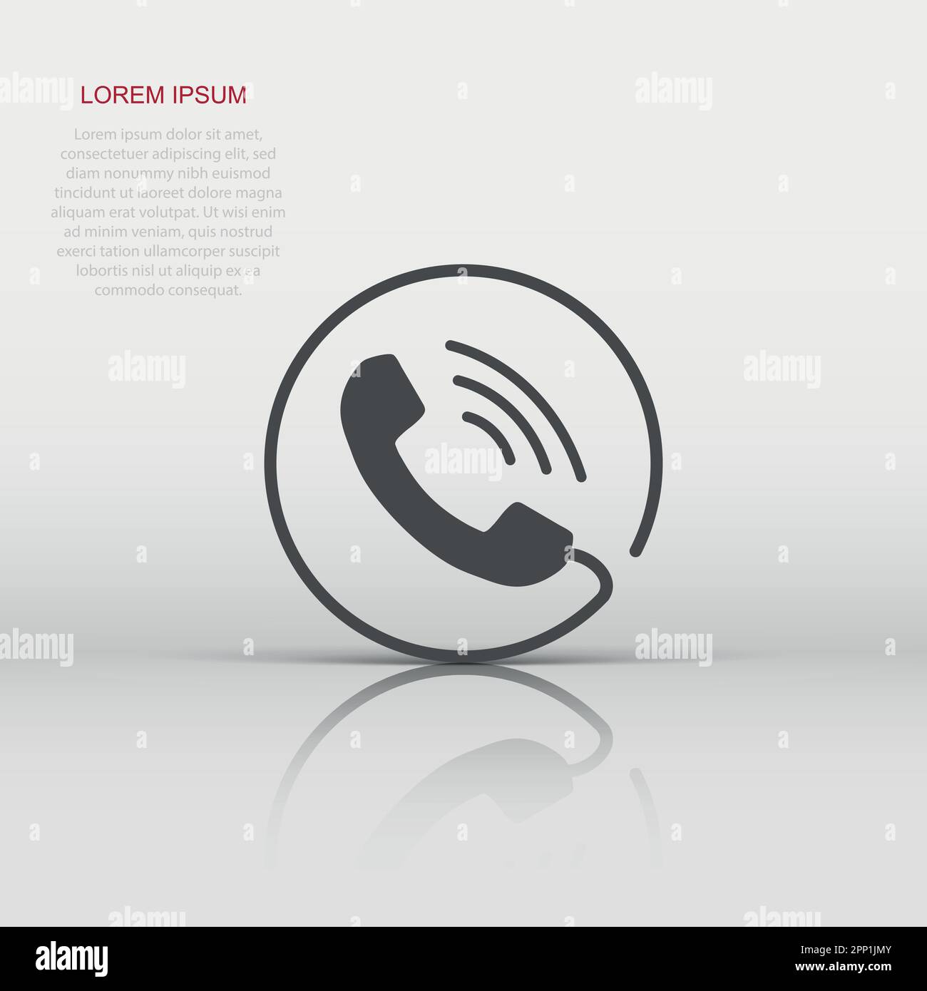 Vector phone icon in flat style. Contact, support service sign ...