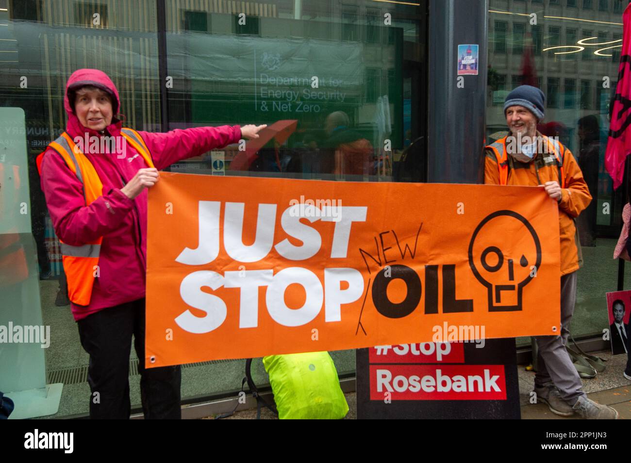 Westminster, London, UK. 21st April, 2023. Just Stop Oil activists ...