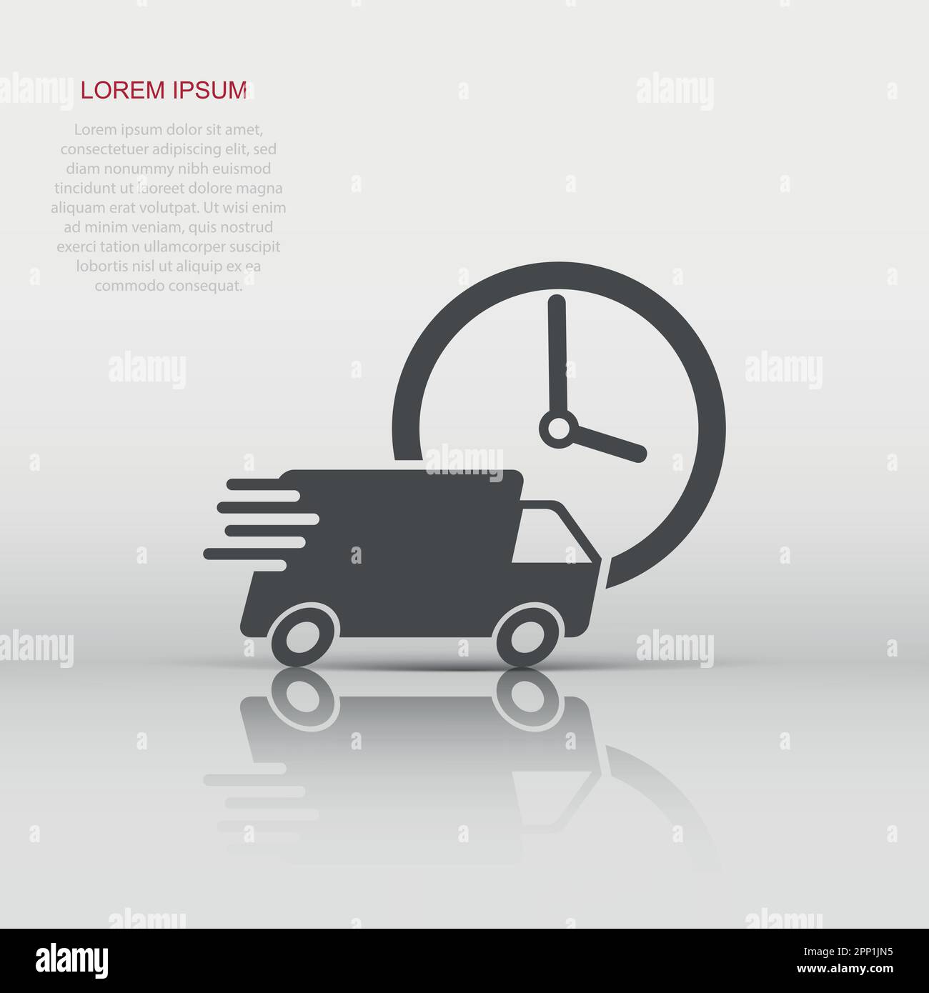 Vector delivery truck 24h icon in flat style. 24 hours fast delivery ...