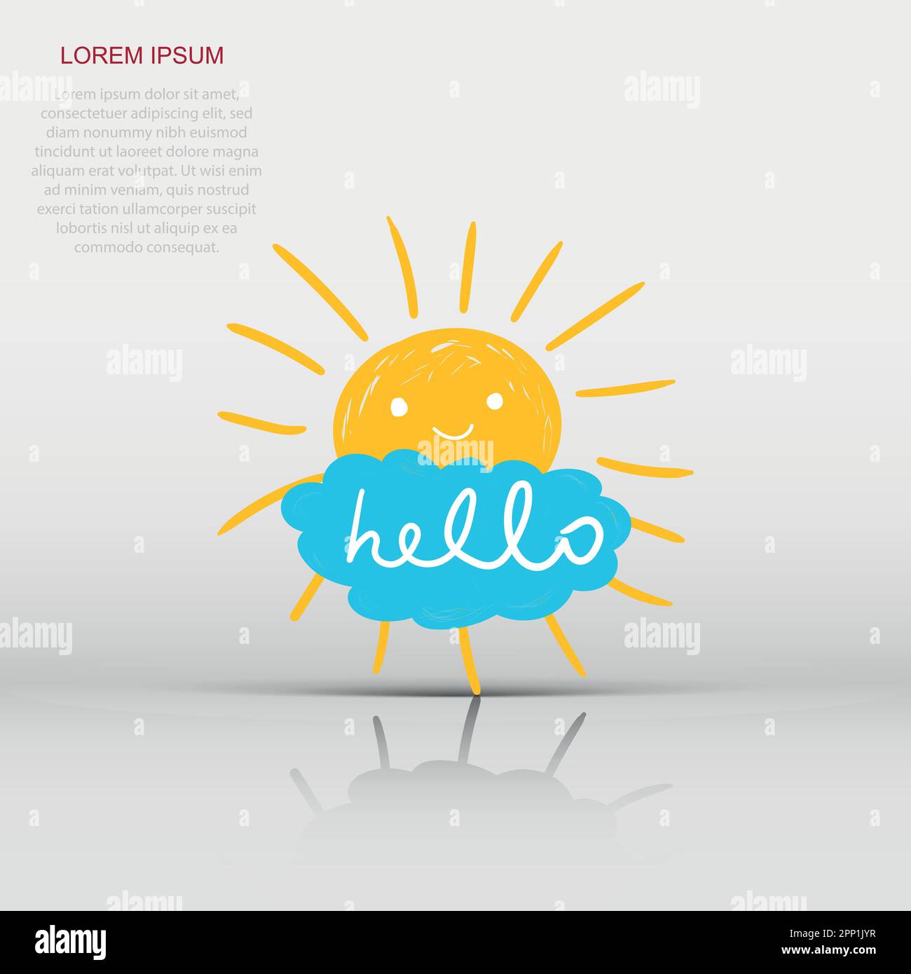 Hello summer hand drawn chalk sun icons. Vector illustration isolated ...