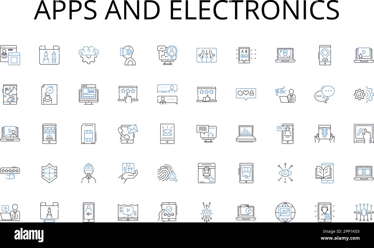 Apps and electronics line icons collection. Pursue, Quest, Explore ...