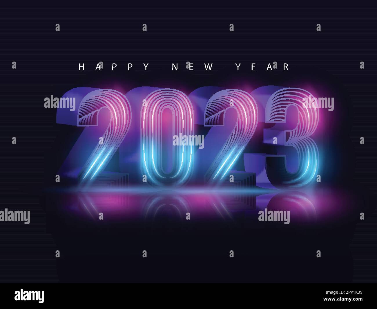 3D Gradient Neon 2023 Number With Light Effect Against Dark Purple ...