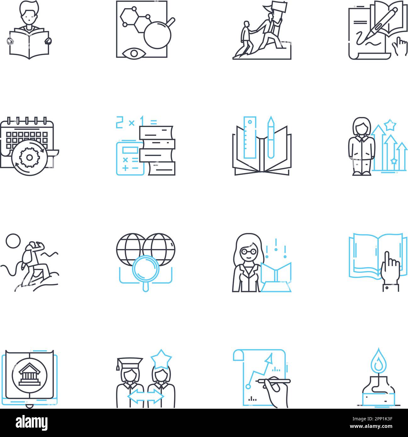 Educated campus linear icons set. Knowledgeable, Intellectual, Studious ...