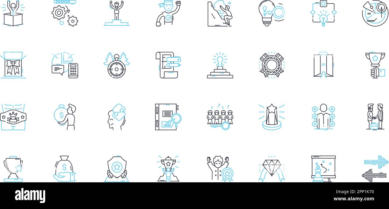 Evaluation planning linear icons set. Assessment, Metrics, Targets ...