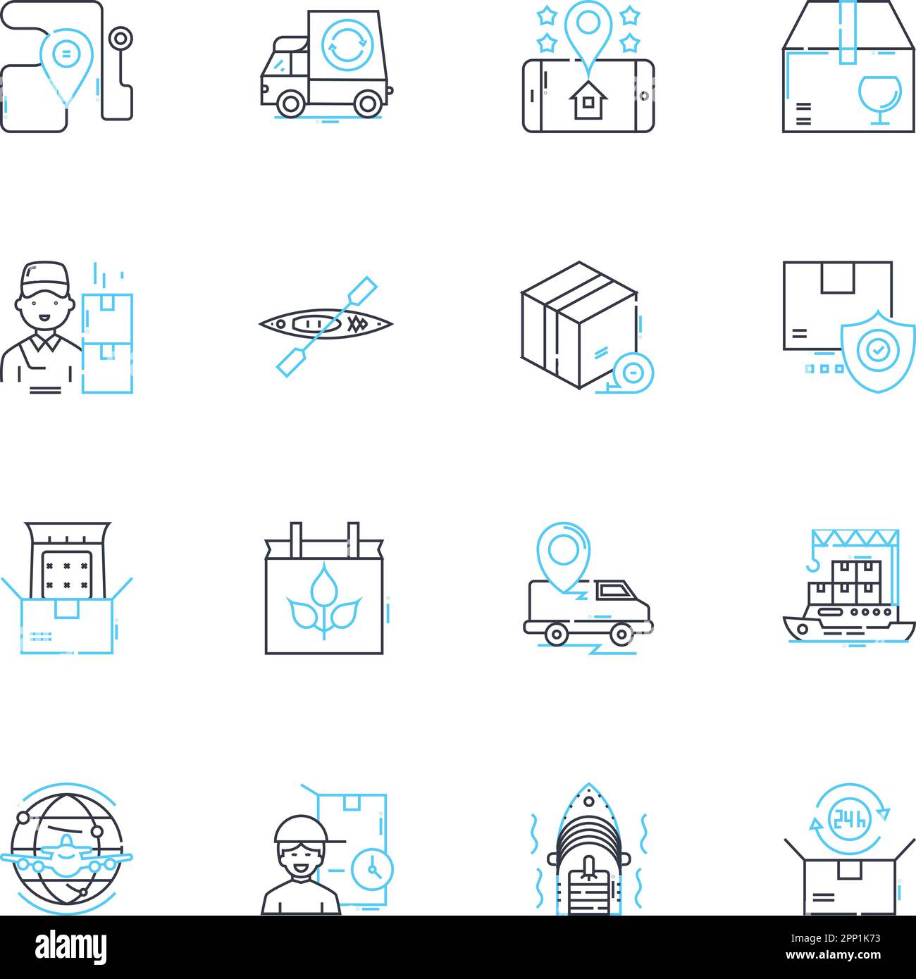Goods Transport linear icons set. Delivery, Trucking, Logistics, Transport, Cargo, Shipping ...