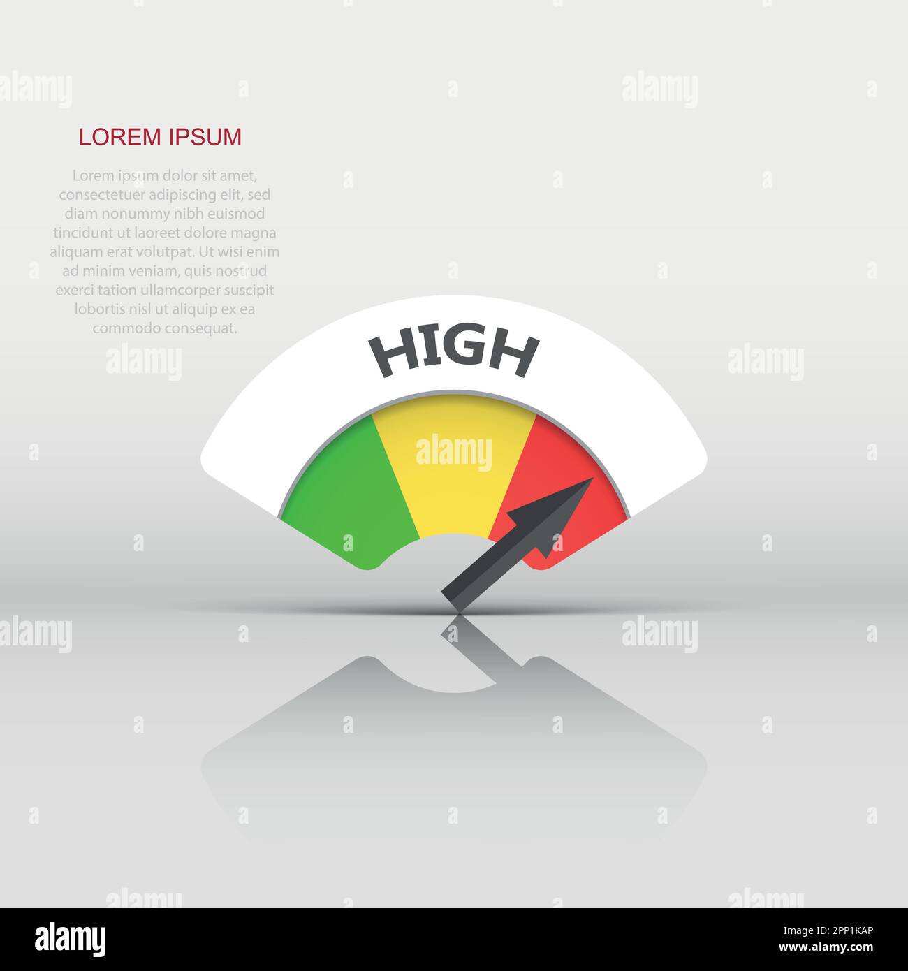 High level risk gauge vector icon. High fuel illustration on white ...