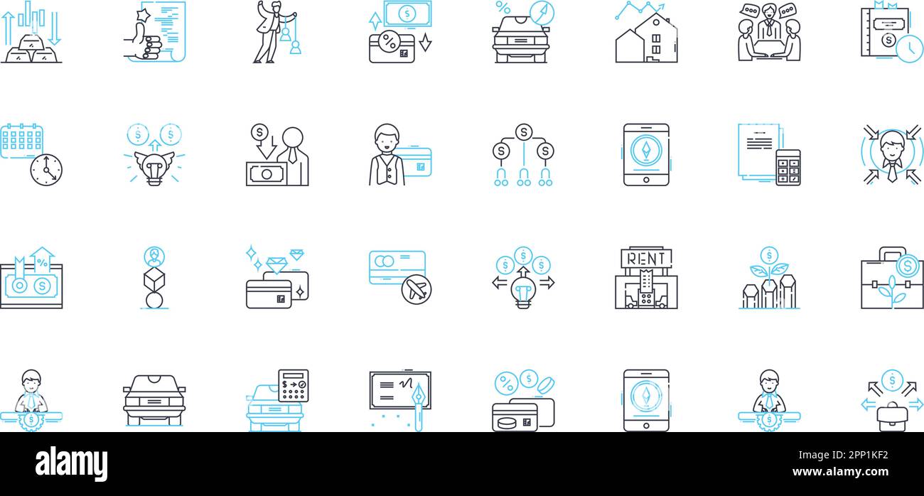 Budgetary revenue linear icons set. Income, Taxation, Fiscal, Revenue ...